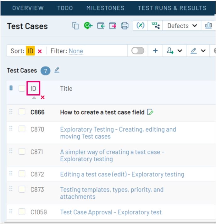 Filtering and sorting – TestRail Support Center