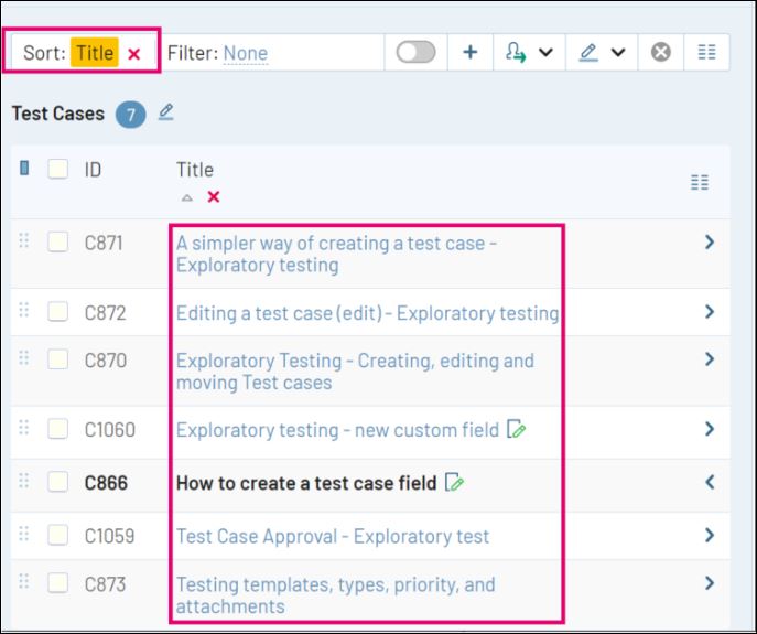 Filtering and sorting – TestRail Support Center