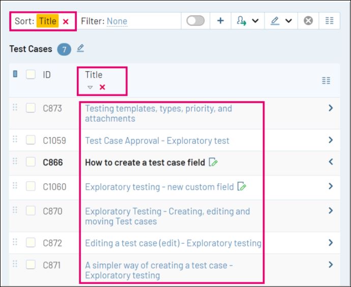 Filtering and sorting – TestRail Support Center