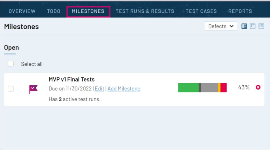 Milestones – TestRail Support Center