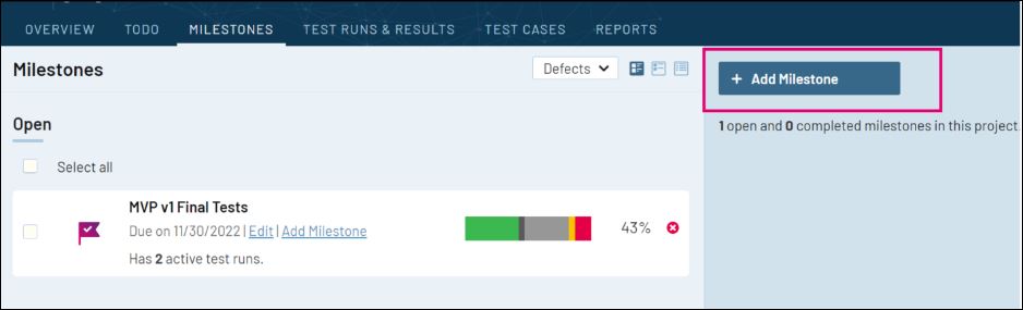 Milestones – TestRail Support Center
