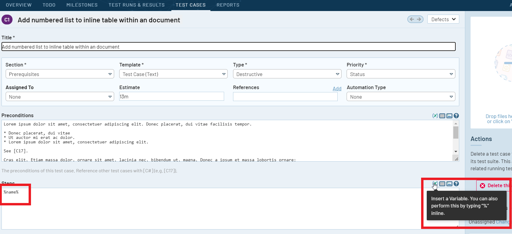 Test Parameterization Variables And Datasets Testrail Support Center