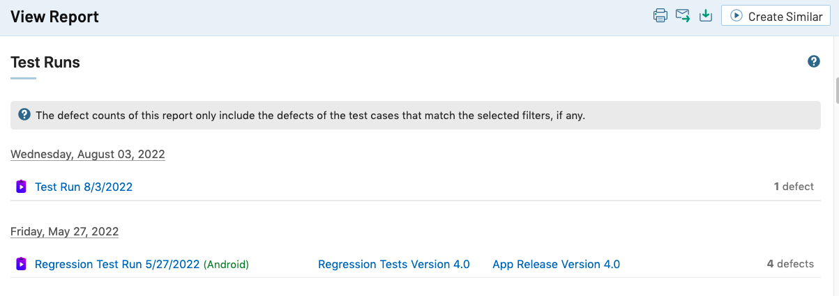 Summary for References (Defects) report – TestRail Support Center